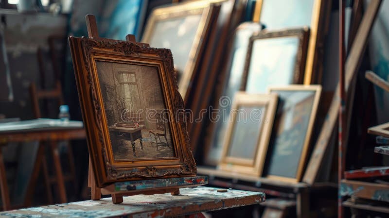 A Simple Picture Frame Placed on a Table Stock Photo - Image of ...