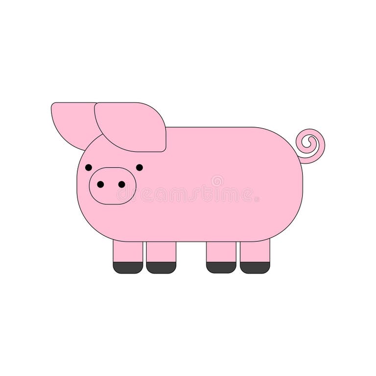 A Simple Pig. Color Vector Illustration on White Background. Stock ...