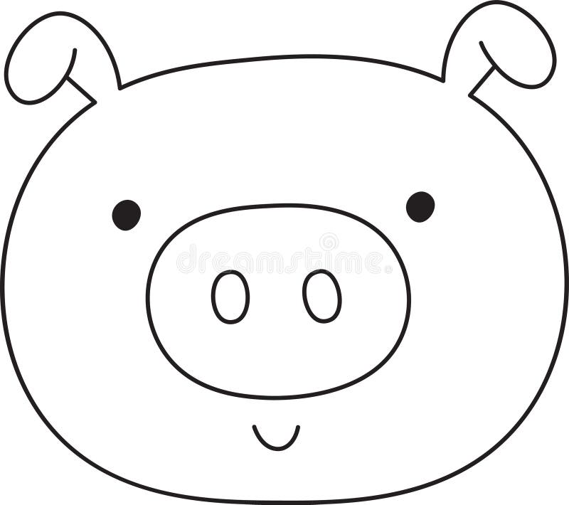 Simple Pig Face Drawing stock illustration. Illustration of icon ...