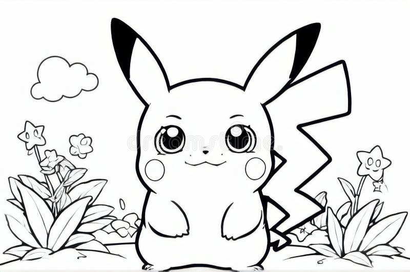 A Simple Pikachu Coloring Sheet at 19-12-2024 Stock Illustration ...