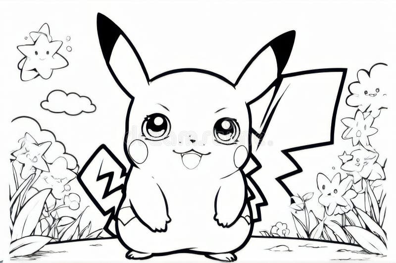 A Simple Pikachu Coloring Sheet at 19-12-2024 Stock Illustration ...
