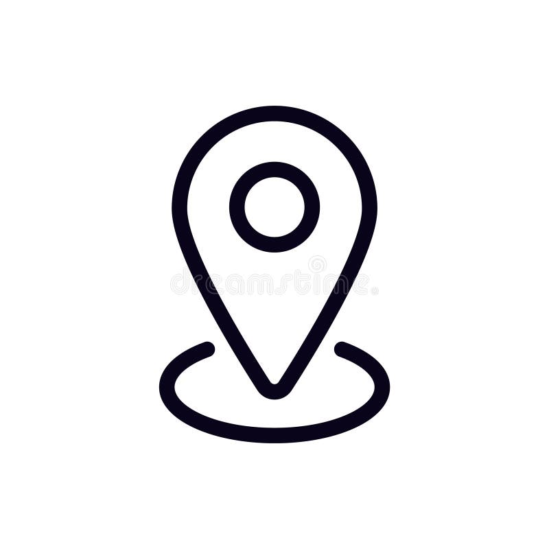 Simple Pin Location Icon with Circular Base in Minimalist Design Black ...