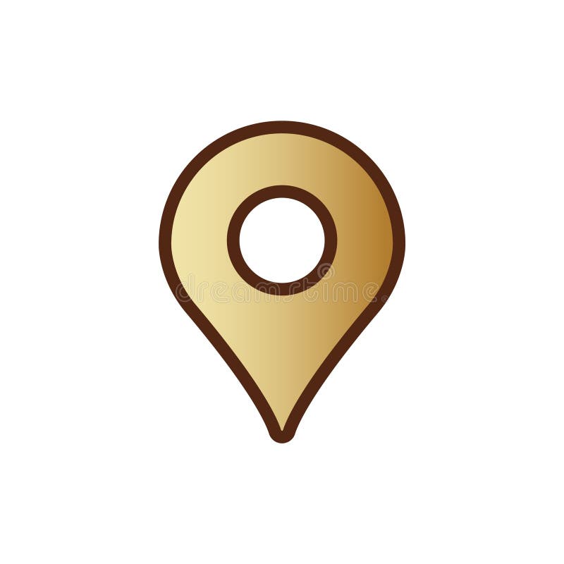 Simple Pin-shaped Location Icon in Brown and Yellow Tones with Central ...