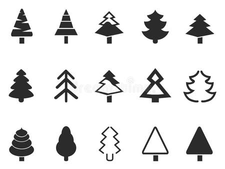 Simple pine tree icons set stock vector. Illustration of celebration ...