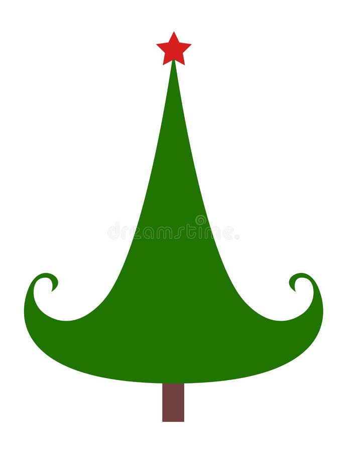 Simple Pine Tree with Red Star. Winter Holiday Symbol Stock Vector ...