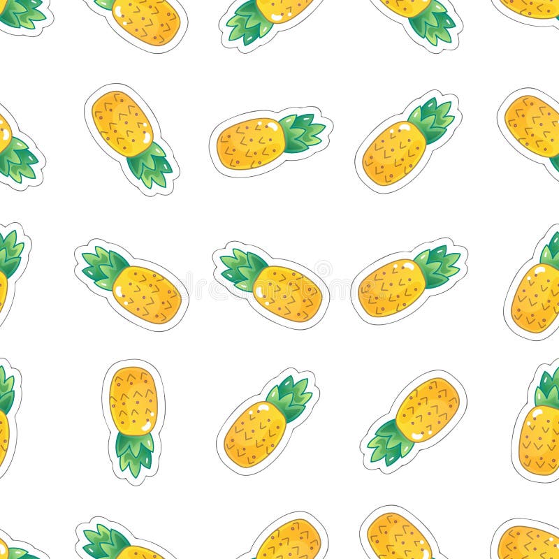 Simple Pineapple Stickers Seamless Pattern Stock Vector - Illustration ...