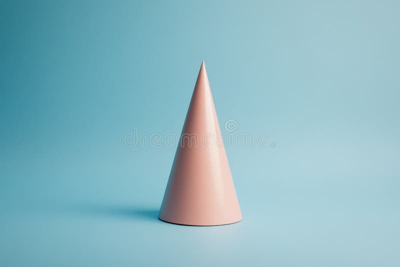 Simple Pink Cone on Light Blue Background for Minimalist Design Stock ...
