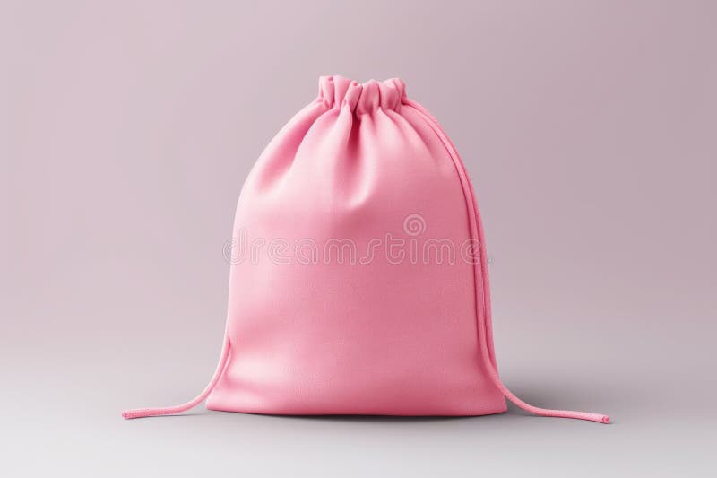 Soft Pink Drawstring Bag on Pastel Background Stock Illustration ...