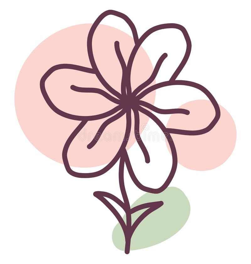 Simple pink flower, icon stock vector. Illustration of spring - 261070611