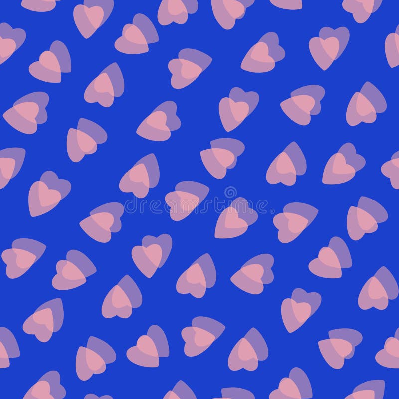 Simple Pink Hearts Seamless Pattern Chaotic on Azure Background Stock ...