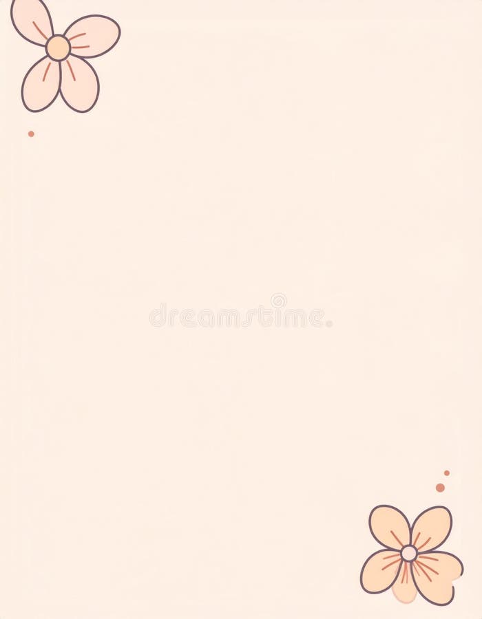Simple Pink and Peach Flowers on Cream Background Stock Illustration ...