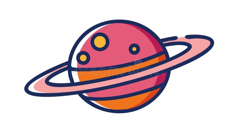 Simple Pink Planet with Ring Icon for Minimalist Sci-Fi Designs, Vector ...