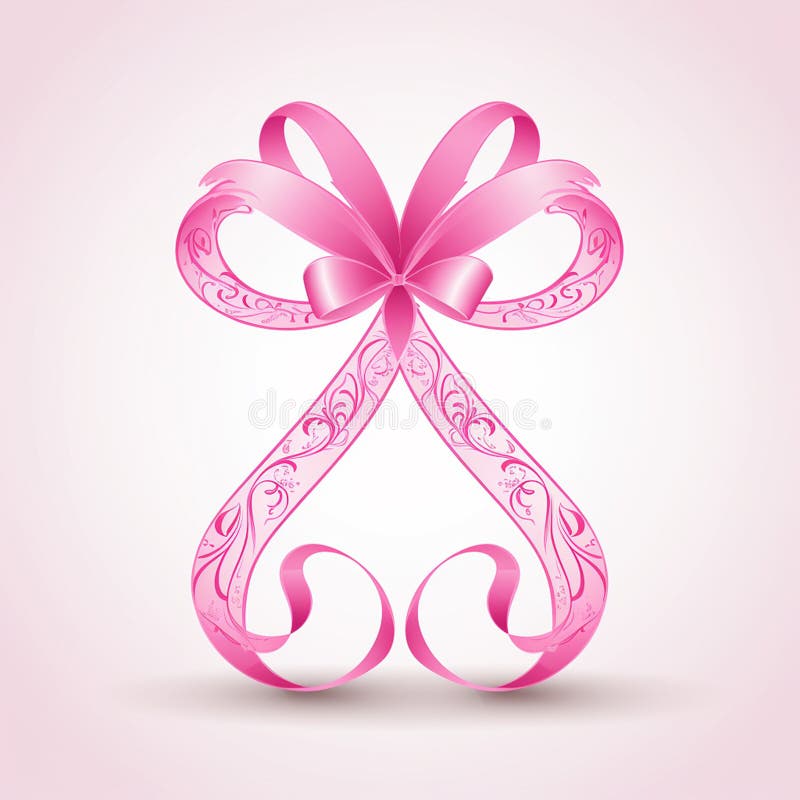 Simple Pink Ribbon for Clean and Simple Design Stock Illustration ...