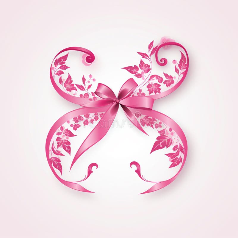 Simple Pink Ribbon Isolated on Pristine White Stock Illustration ...