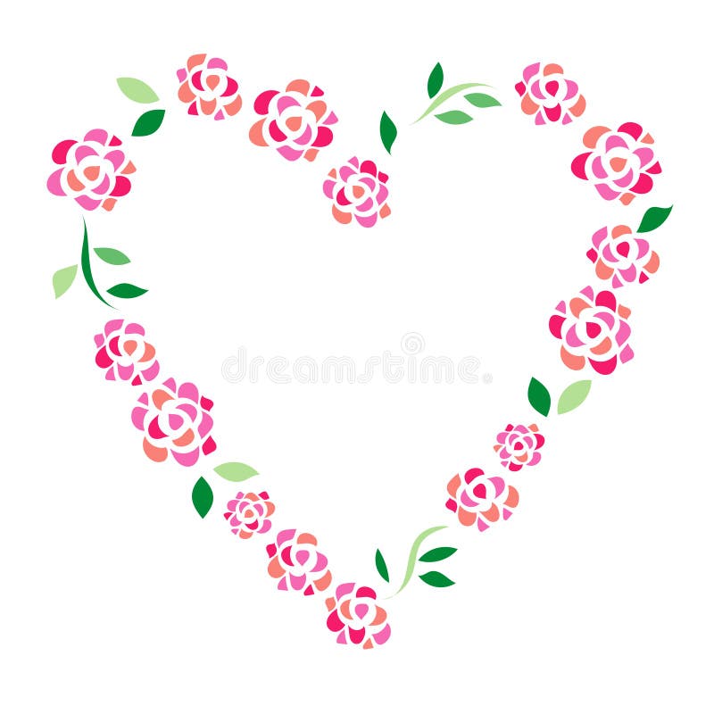 Simple Pink Rose Heart-shaped Frame Stock Vector - Illustration of ...