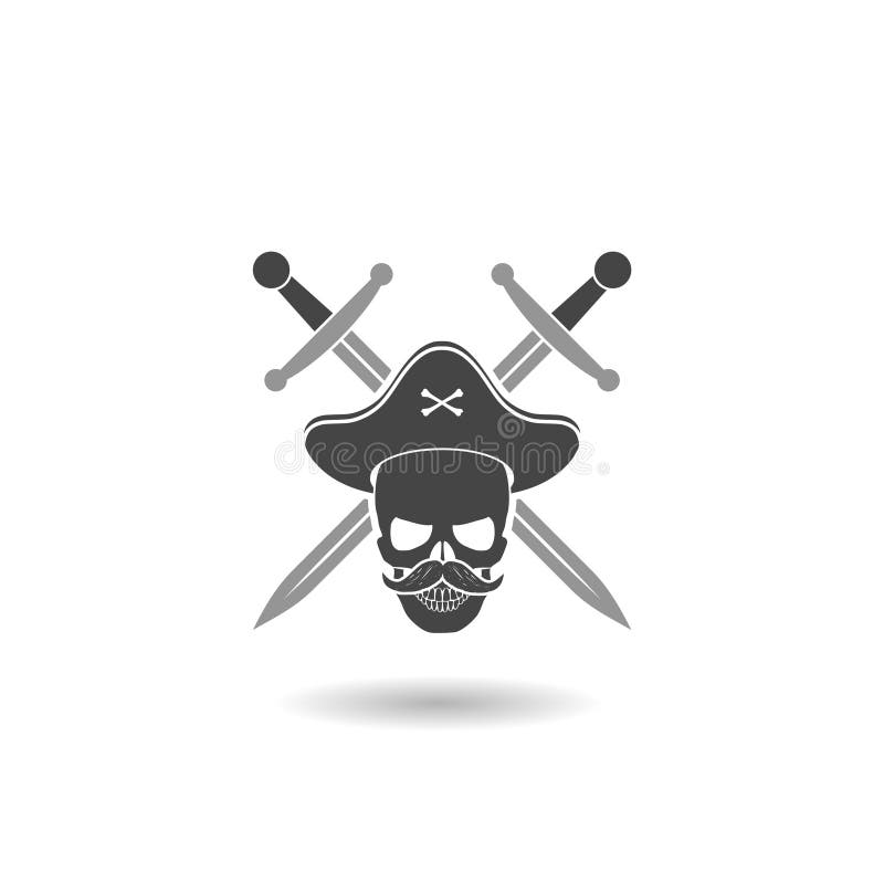 Simple Pirate Icon with Shadow Stock Vector - Illustration of icon ...