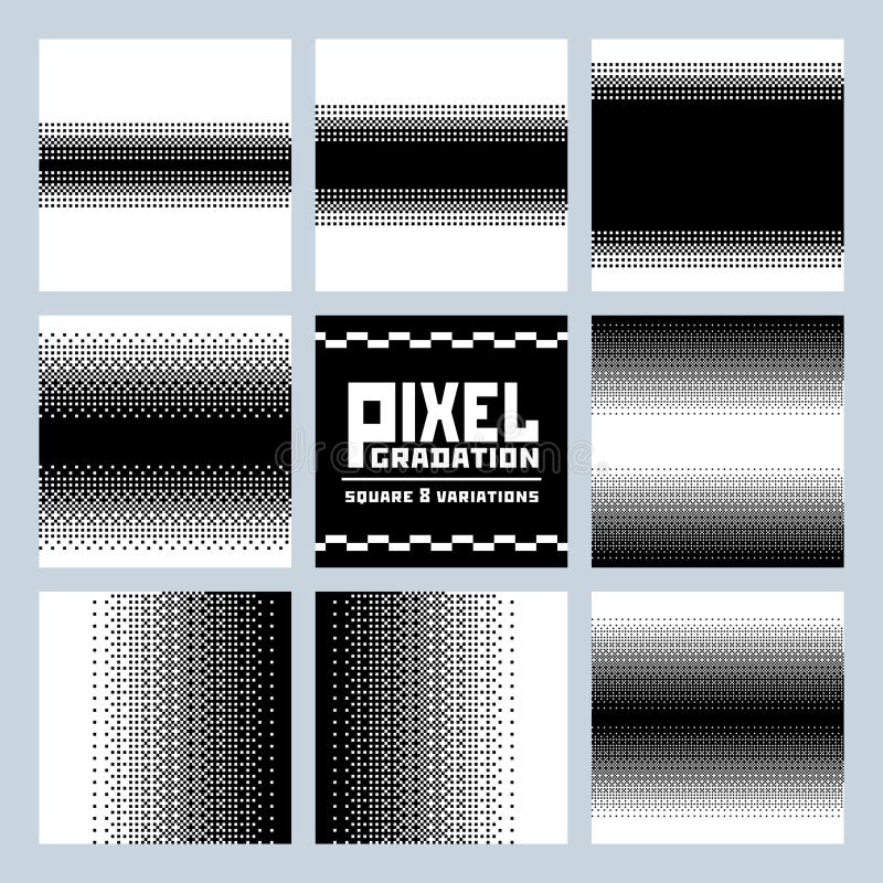 Illustration of Simple Pixel Art, Set, Gradation from Black To ...