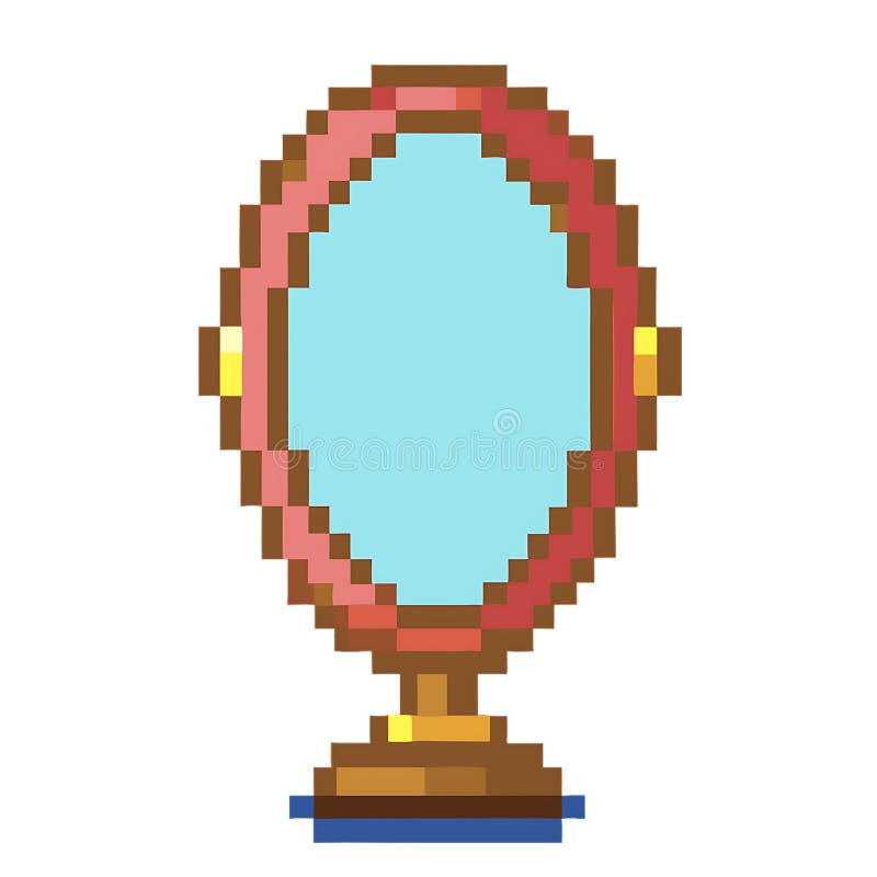 Simple Pixel Art of Mirror on Stand, Base in Classic Style Stock ...