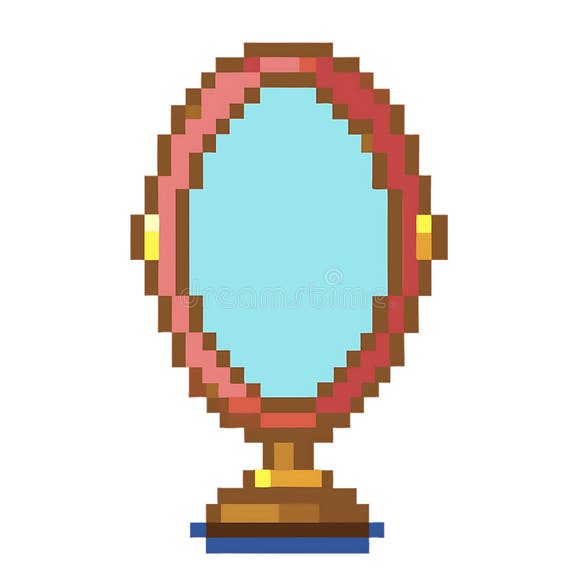 Simple Pixel Art of Mirror on Stand, Base in Classic Style Stock Illustration - Illustration of ...