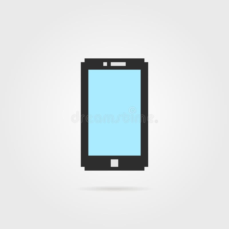 Simple Pixel Art Phone with Shadow Stock Vector - Illustration of ...