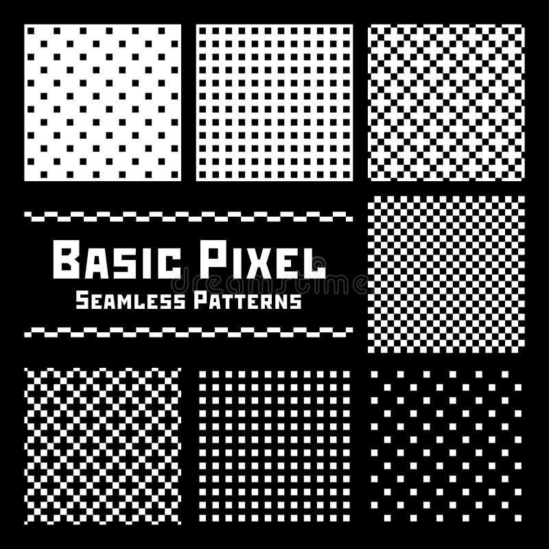 Simple Pixel Art Seamless Swatch Pattern, Black, Set by Tone, Square ...