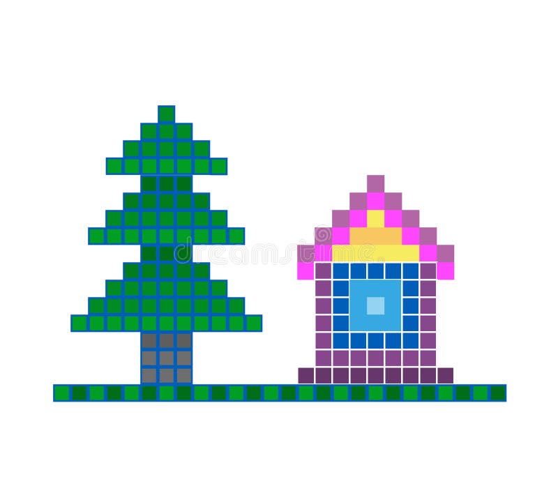 Simple Pixel House on a White Background. Vector Illustration Stock ...