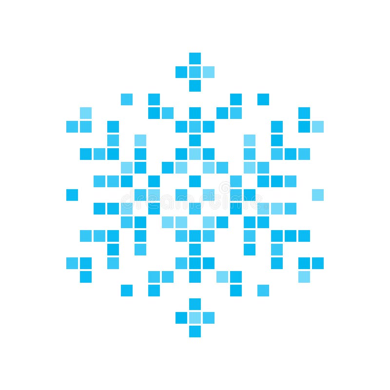 Simple Pixel 6 Pointed Snowflake Icon Isolated on White Background ...