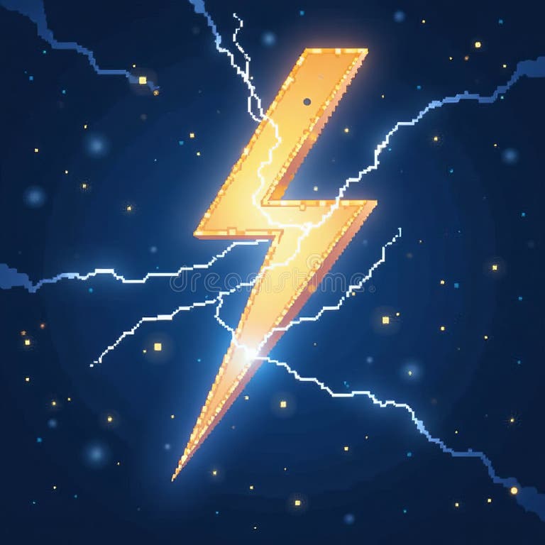 Simple Pixel Style of Lightning or Flash Stock Image - Image of ...