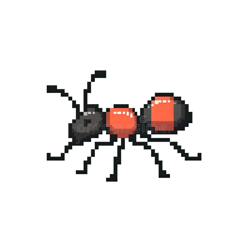 Pixel Art Ant: a Detailed 8-bit Insect Design Stock Illustration ...