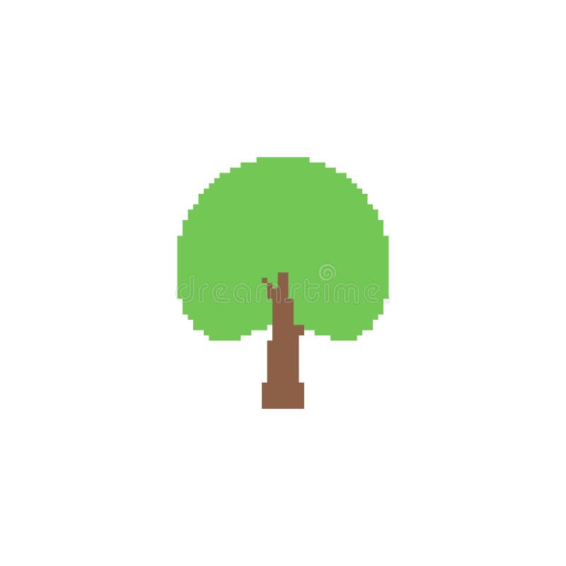 Simple Pixelated Tree Icon. Minimalistic Pixel Art Tree with Green ...