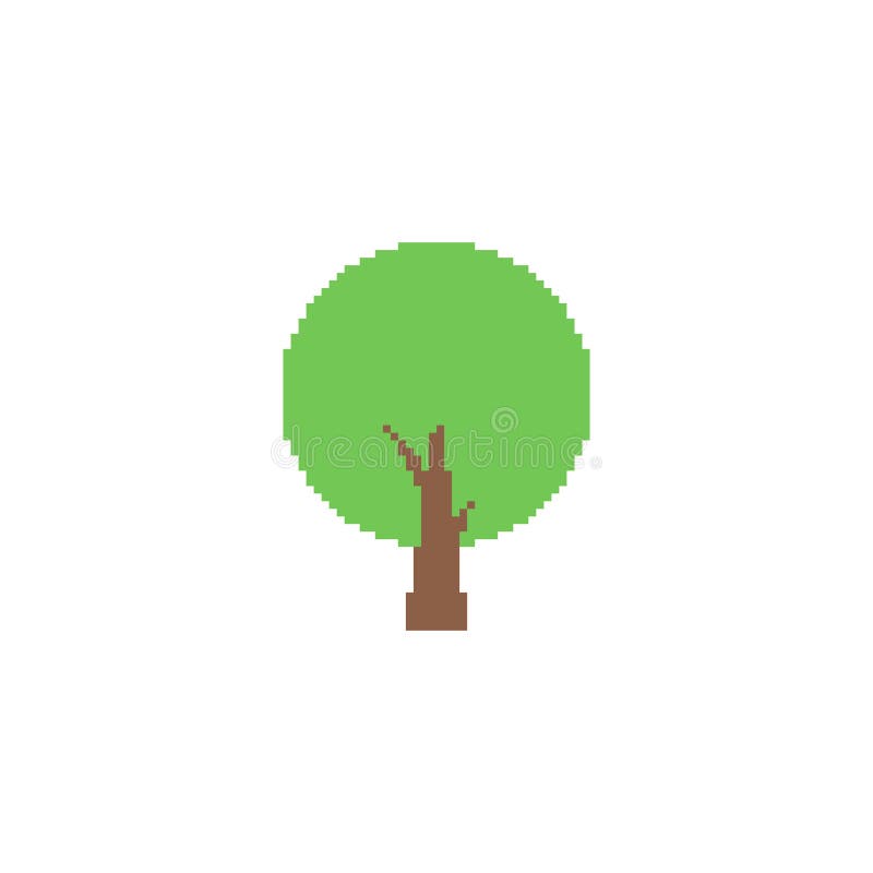 Simple Pixelated Tree Icon. Minimalistic Pixel Art Tree with Green ...