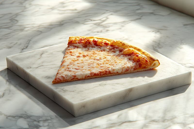A Simple Pizza Slice Styled on a Marble Slab with a Clean and Airy ...