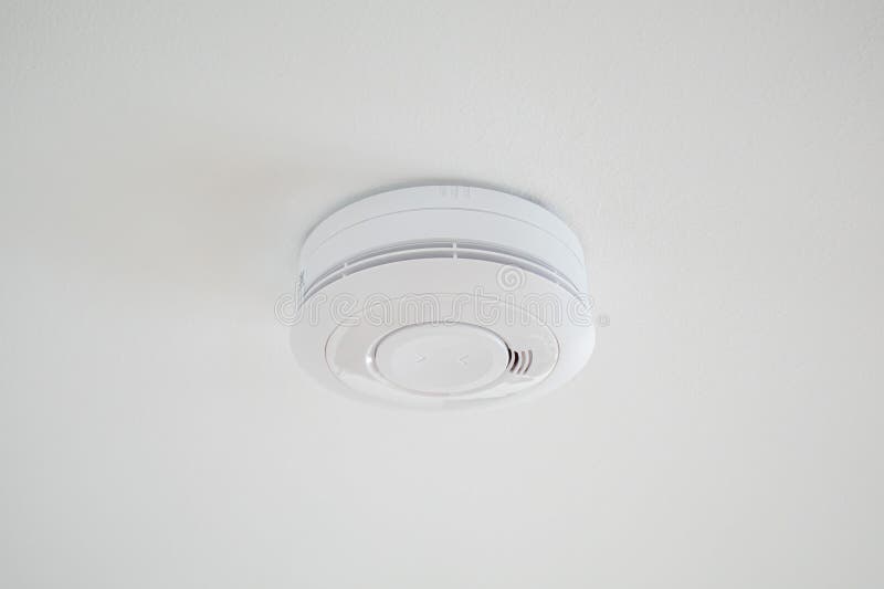 Simple Plain Fire Alarm Detector on the White Ceiling Stock Image ...