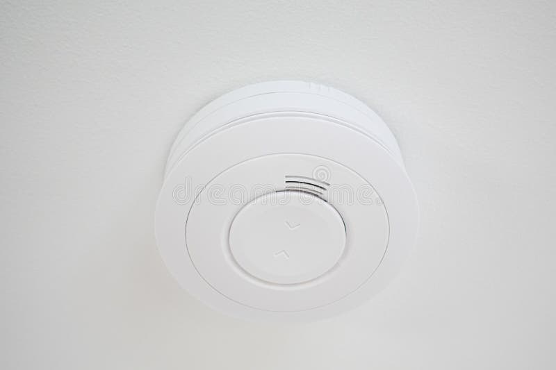 Simple Plain Fire Alarm Detector on the White Ceiling Stock Photo ...
