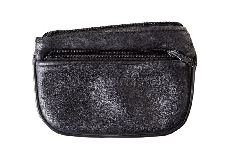 Simple Plain Old Black Empty Leather Wallet Opened, Unzipped, Stolen ...