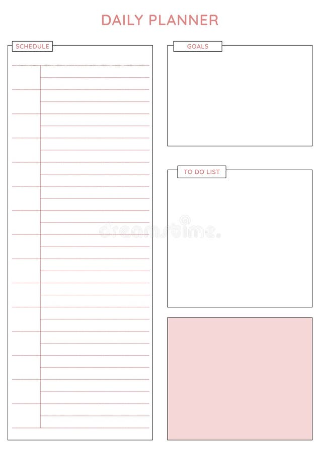 Simple daily Planner with Schedule Time Table To Do List and Goals ...