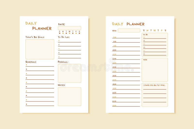 Simple daily Planners in Same Style Stock Vector - Illustration of ...