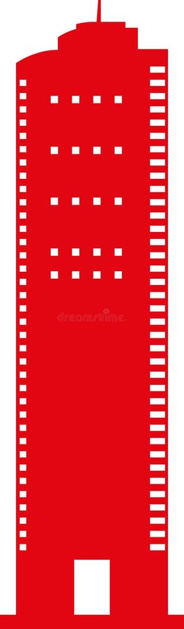 Simple Plano Rojo De Un Edificio Moderno De Rascacielos Ilustración del ...