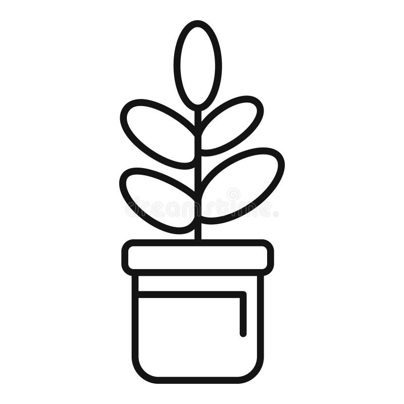 Simple Plant Growing in a Pot Icon Illustration Stock Vector ...