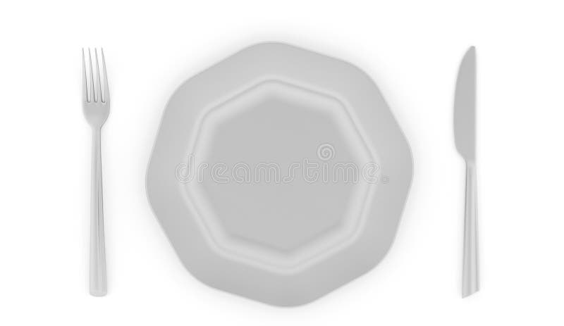 Simple Plate with Service Concept on White Stock Photo - Image of meal ...