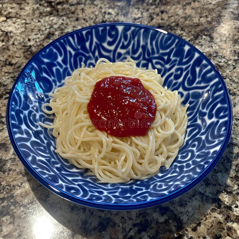 A Simple Plate of Spaghetti with Tomato Sauce Stock Illustration ...