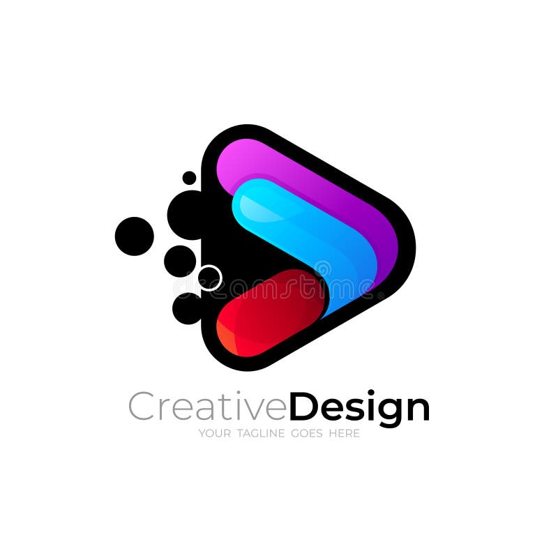 Simple Play Logo with Audio Design Technology Stock Vector ...