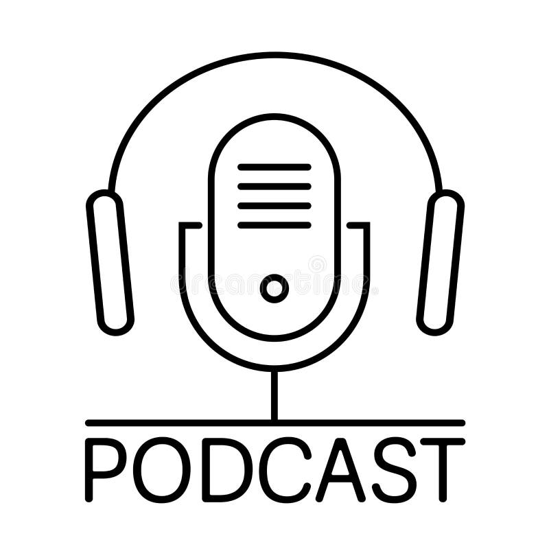 Simple PODCAST Icon with Microphone and Headphones Stock Vector ...