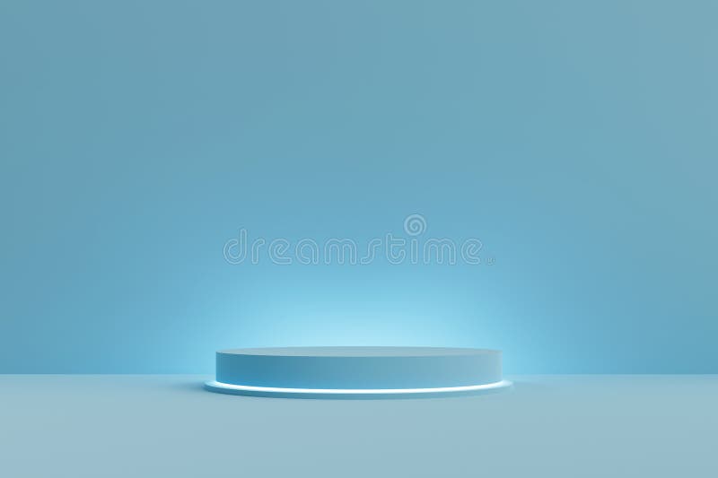 A Simple Podium Stage with a Solid Yellow Color and Neon Lights, 3d ...