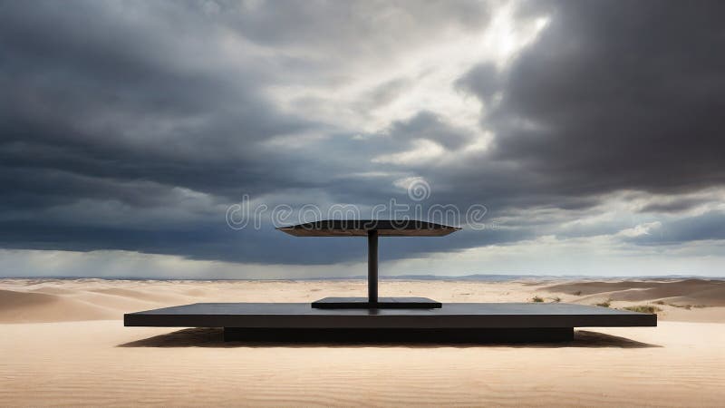 A Simple Podium Stands in Foreground, Set Against the Backdrop of a Dim ...