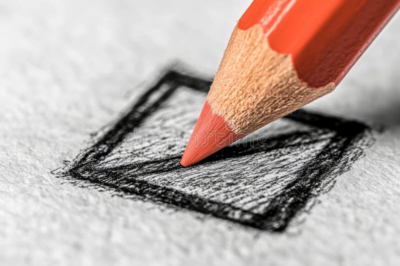 In a Simple Political Setting, a Red Pencil Marks Checkboxes on Ballot ...