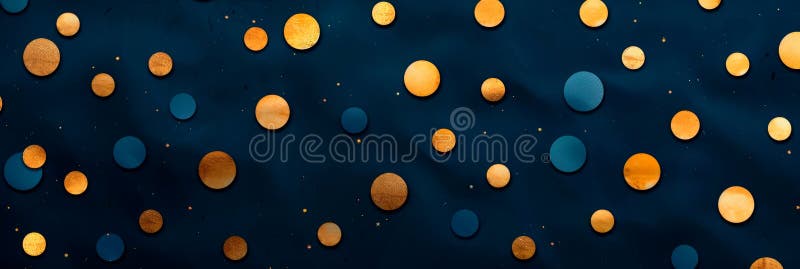 Simple Polka Dot Pattern on a Dark Blue Background with Glittery Gold ...