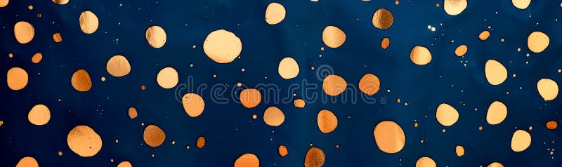 Simple Polka Dot Pattern on a Dark Blue Background with Glittery Gold ...