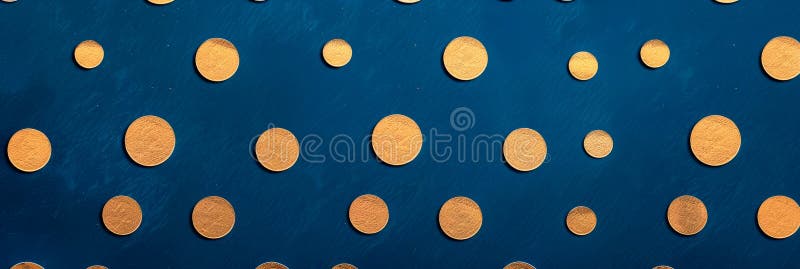 Simple Polka Dot Pattern on a Dark Blue Background with Glittery Gold ...