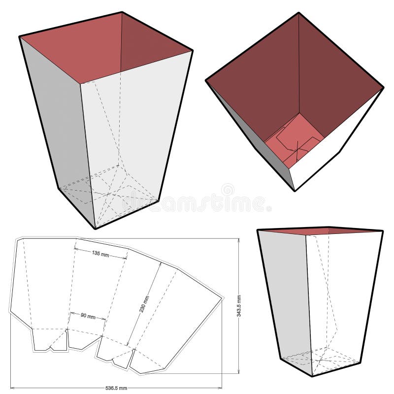 Popcorn Box Template Die Cut Stock Illustrations – 156 Popcorn Box ...